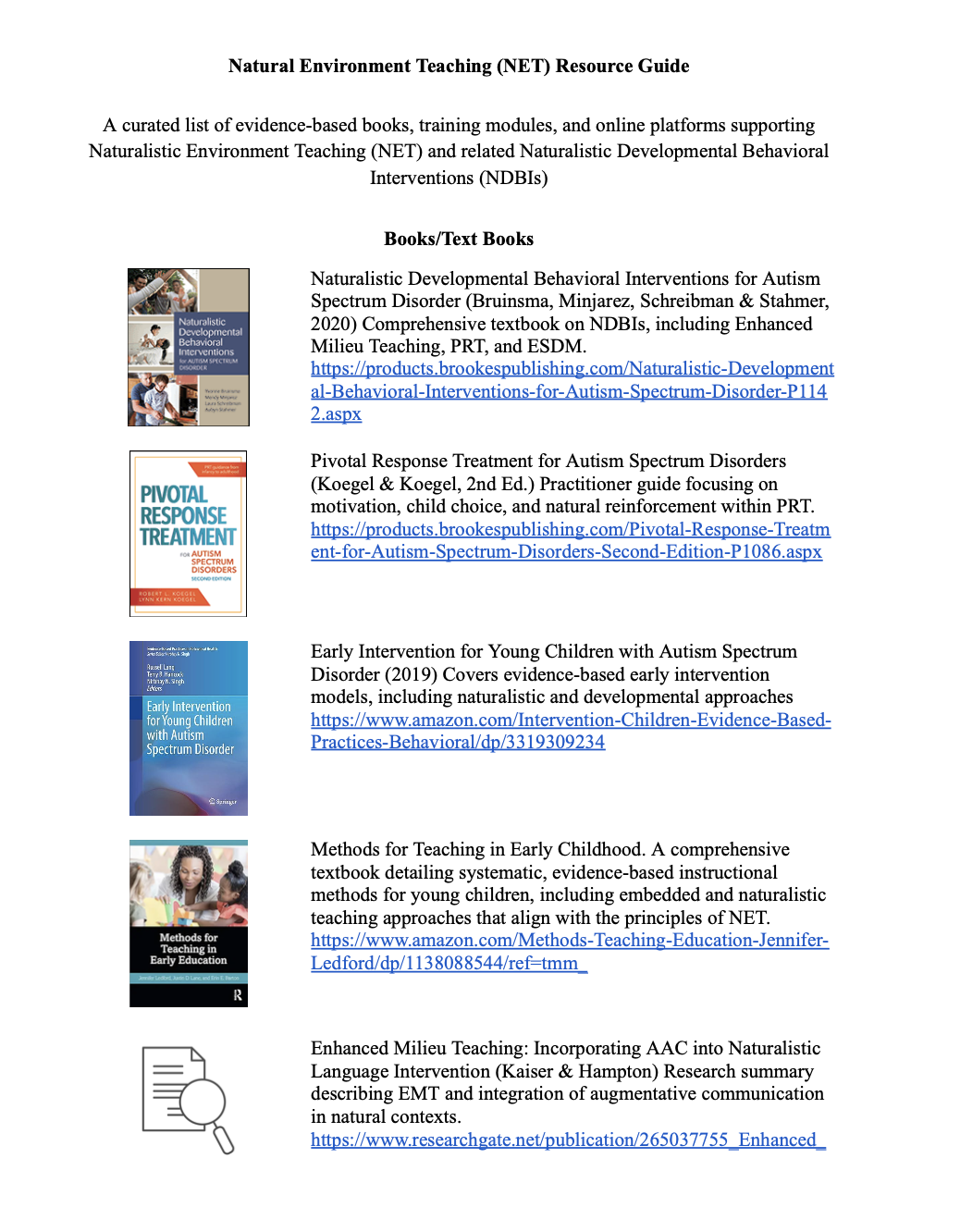 Natural Environment Teaching (NET) and Naturalistic Instruction – EBIP